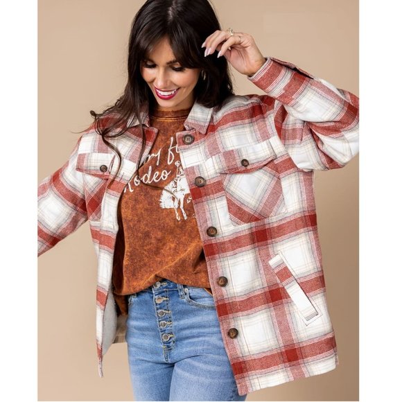 Love Tree | Jackets & Coats | Nwt Warm Me Up Plaid Sherpa Lined Shacket ...